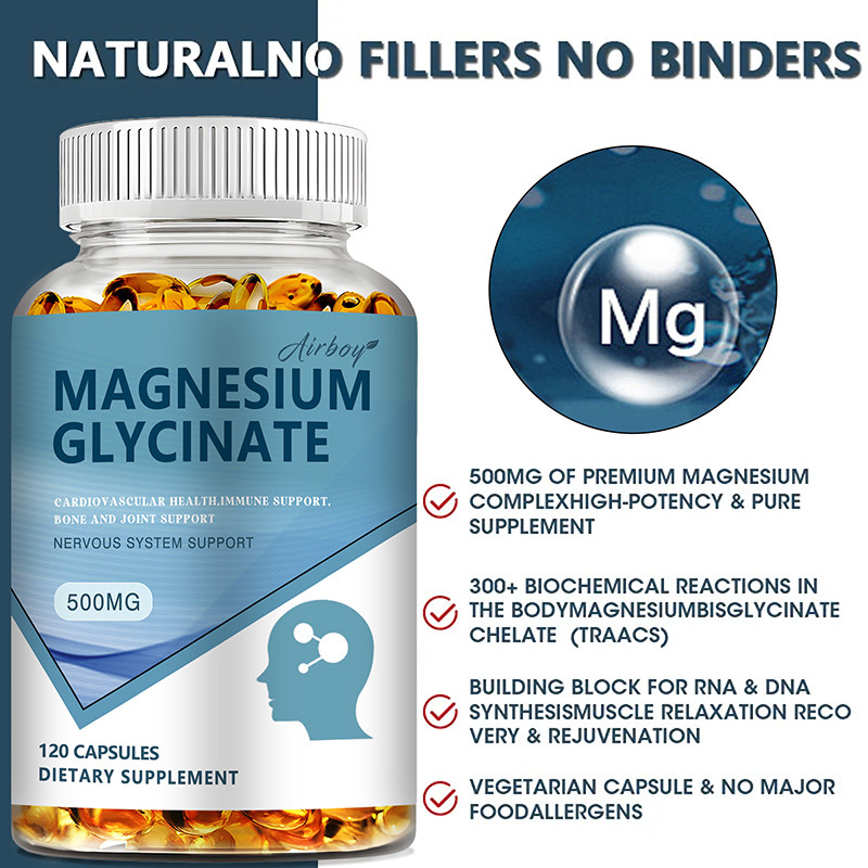 Airboy Magnesium Glycinate 500 mg, Cardiovascular Health. Immune ...