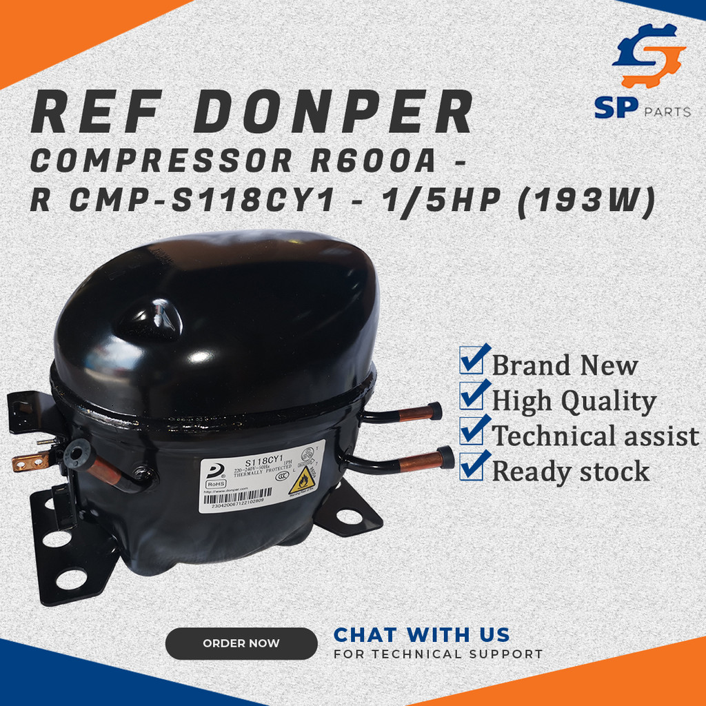 REFRIGERATOR DONPER COMPRESSOR R600A - 1/5HP (193W)-R CMP-S118CY1 | Shopee Malaysia