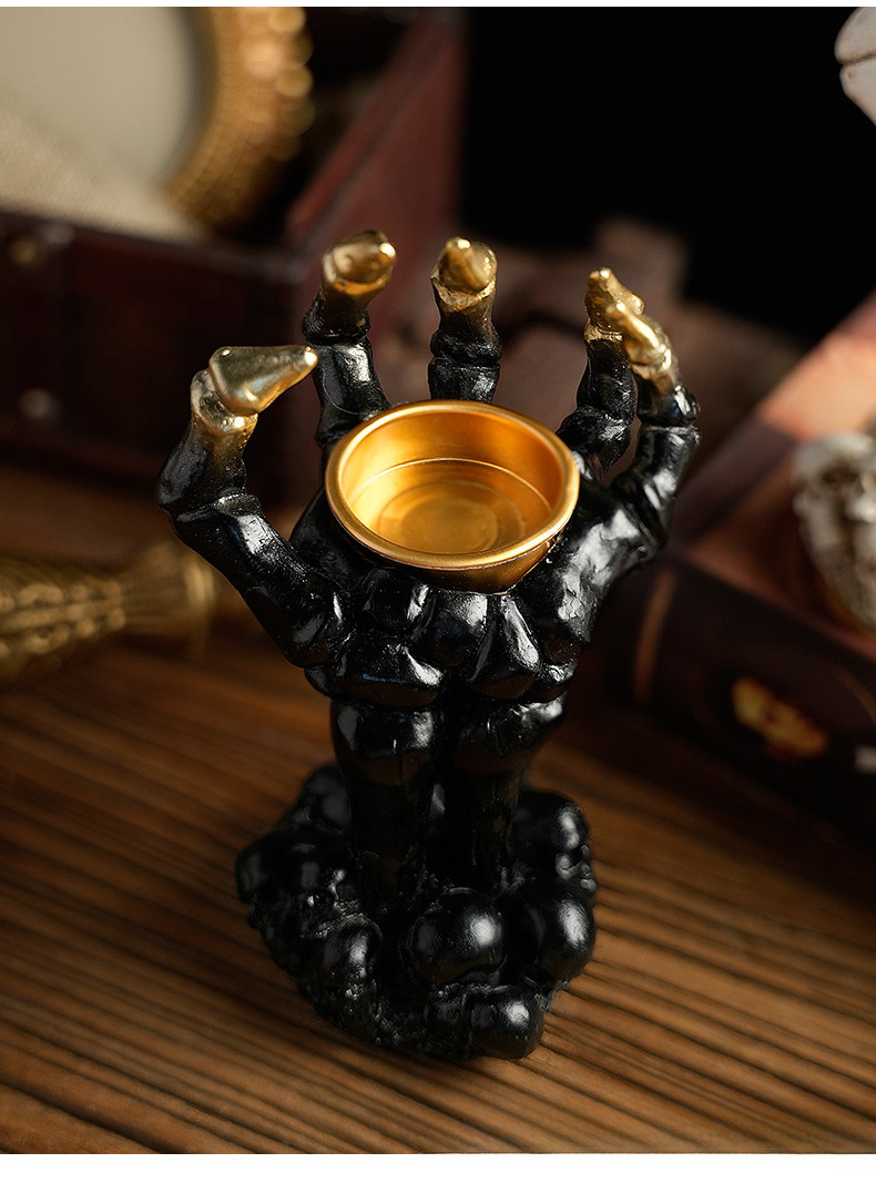 2024 Halloween Candlestick Skeleton Ghost Hand Candlestick Resin ...