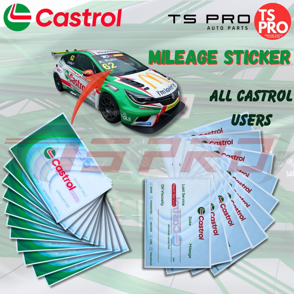 Original Castrol Genuine Mileage Sticker / Maintenance Sticker ...