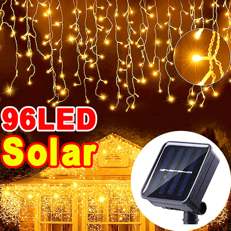 Solar Icicle Light Fairy String Lights Eaves Decor with for Outdoor ...