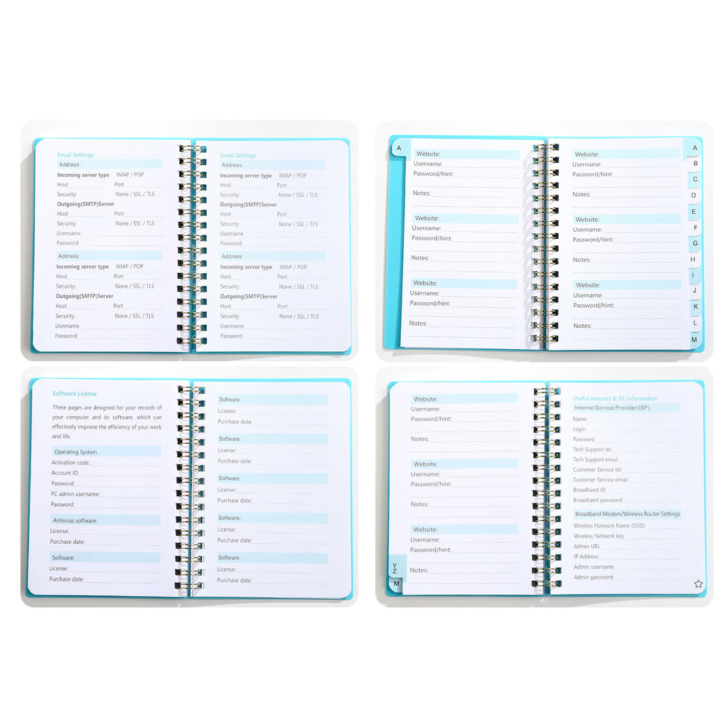 Ossayi Spiral Password Keeper Book Notepad Secure & Organized Password ...