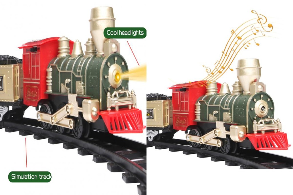 Socandy Christmas Train Toy Kit Electric Train Toy with Track Electric ...