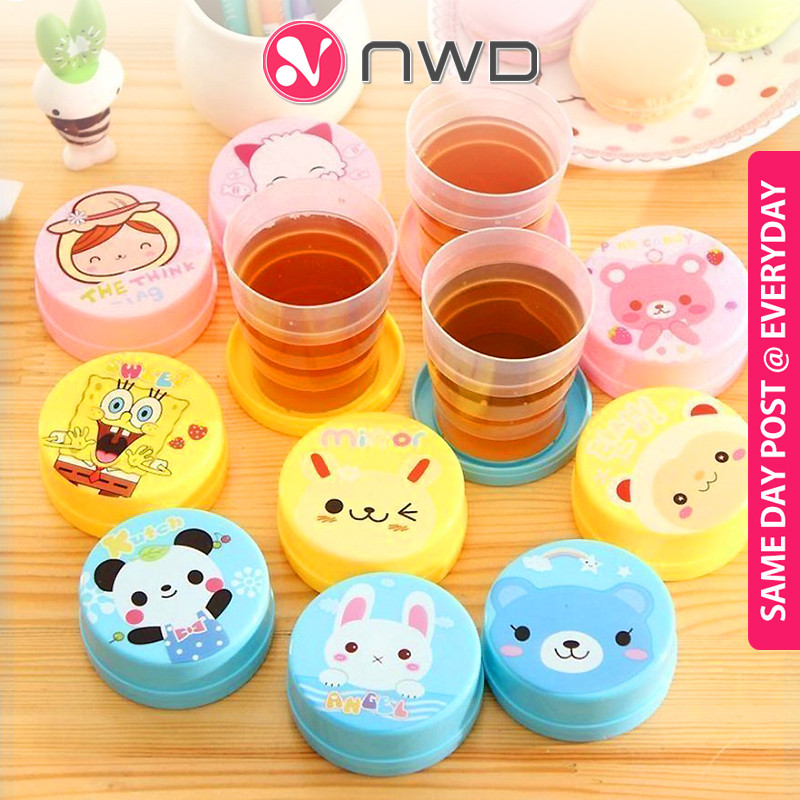 𝗘𝗔𝗦𝗬 𝗙𝗢𝗟𝗗𝗜𝗡𝗚 》 Portable Travel Cartoon Foldable Cup Collapsible Water ...