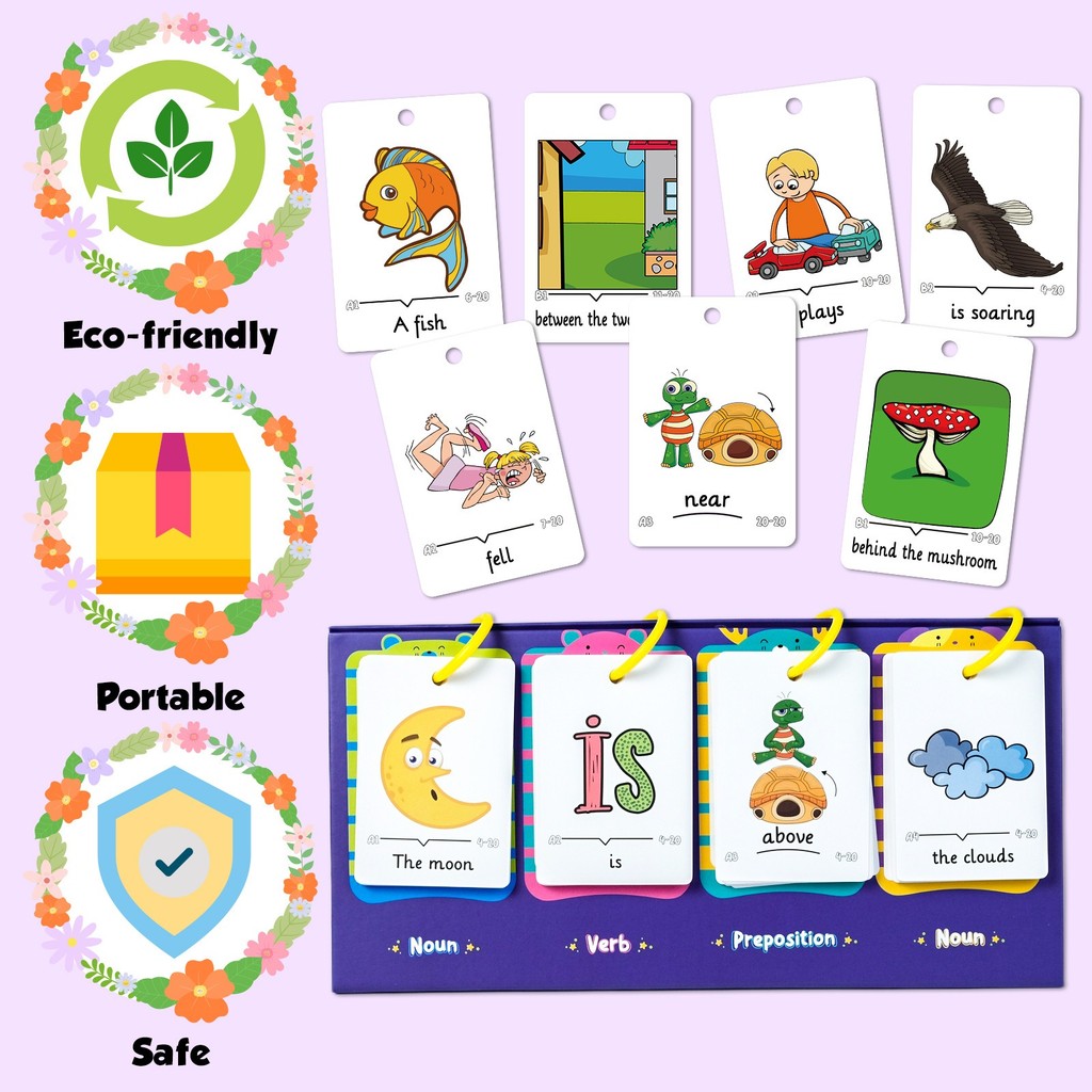 Montessori English Flash Card Set with Stand: Toddler Preschool Noun ...