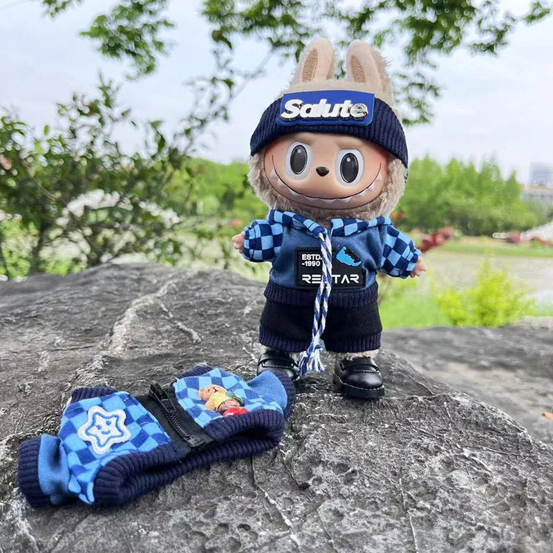 For Labubus 17cm Mini Doll Clothes Outfit Hat Clothes Shoes for Labubu ...