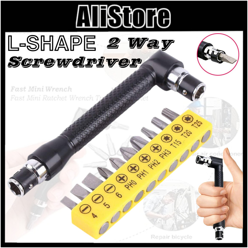 ALi L Shape Screwdriver Bit 1/4 Inch Two Way Hex Socket Universal ...