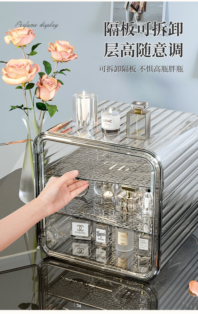Perfume Organizer Rack Rack Transparent Acrylic Dustproof Rack Desktop ...