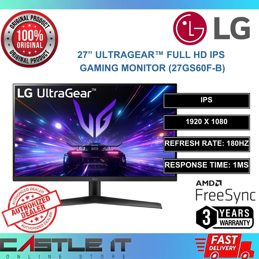 LG 27" UltraGear 27GS60F Gaming Monitor (27GS60F-B) IPS Full HD 180HZ ...