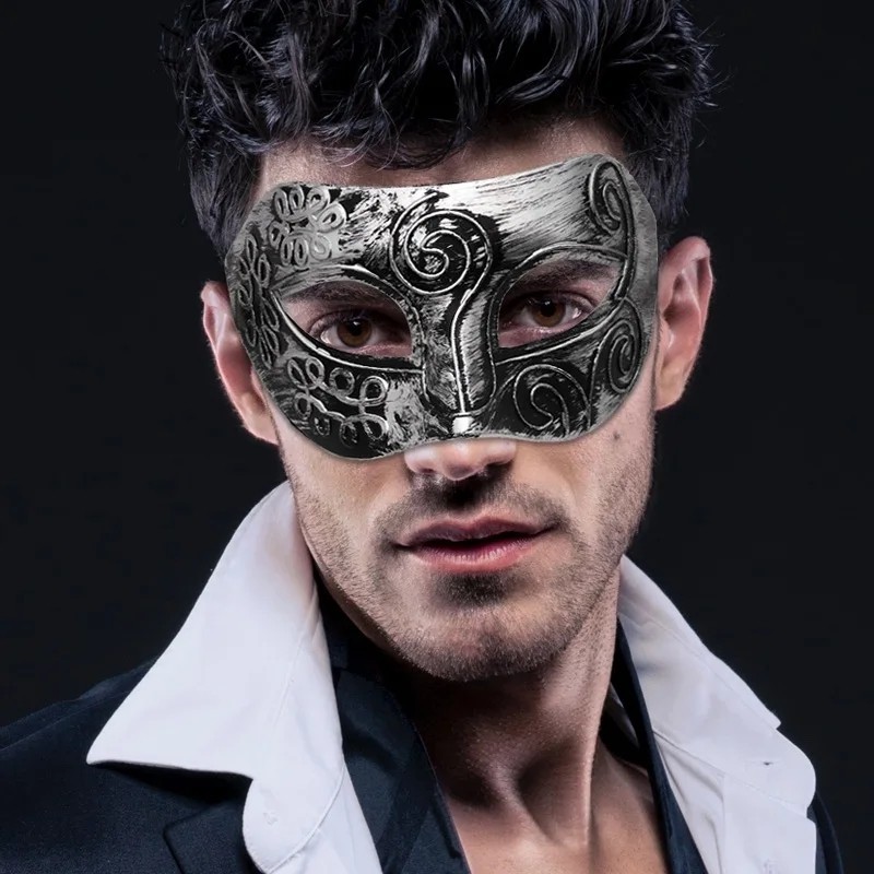 Halloween Party Mask Metal Half Face Facepiece Rome Men Knight Masks ...