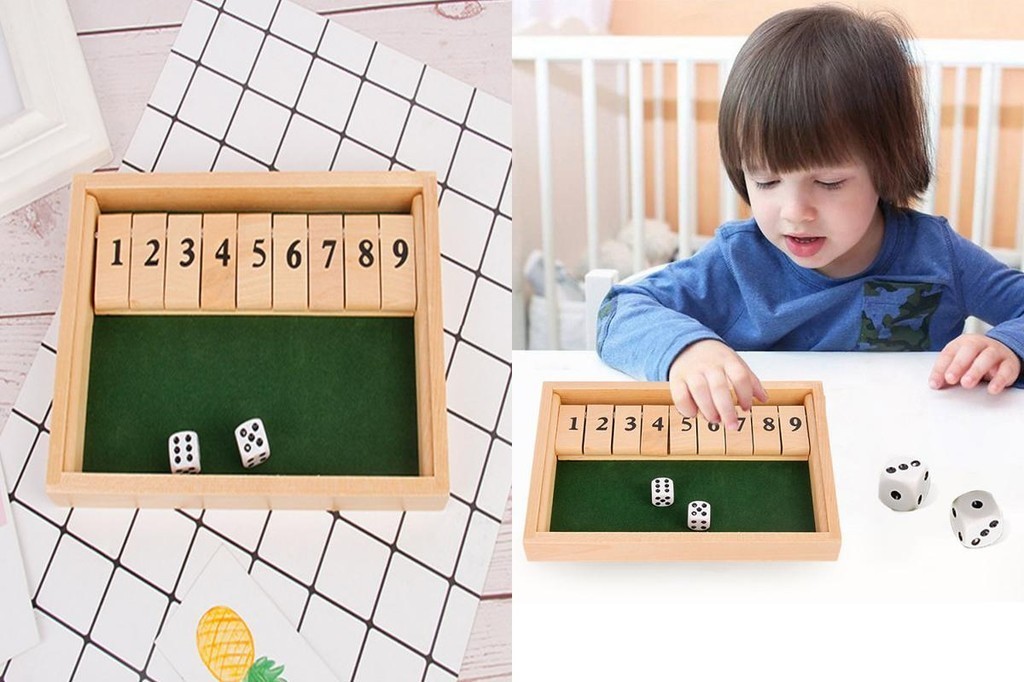 2-player Dice Game Educational Dice Game Wooden Shut the Box Game Set ...