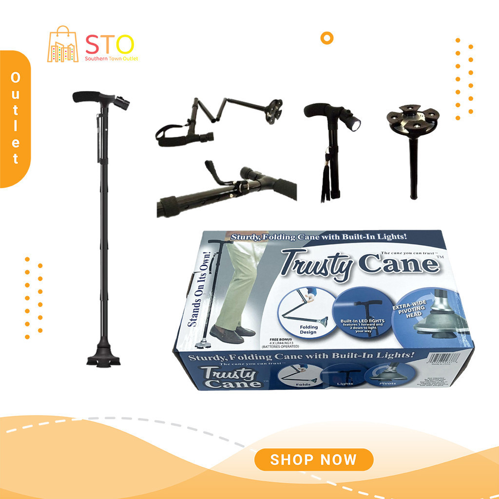 STO Outdoor Elderly Trusty Cane Grandpa Grandma Walking Stick Foldable ...