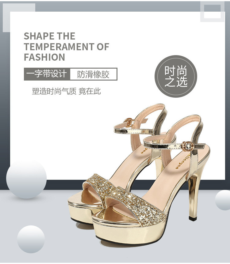 High heels women waterproof platform elegant sequins supermodel stage ...