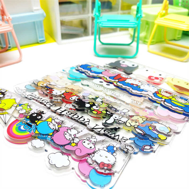 Set 10/30/50Pcs Cartoon Sanrio Hello Kitty Melody Kuromi Plastic Ruler ...