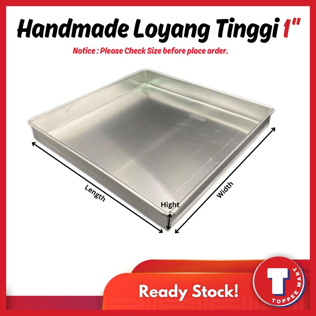 1incih Aluminium Cake Mould Square Tin Handmade Loyang Swiss Roll ...