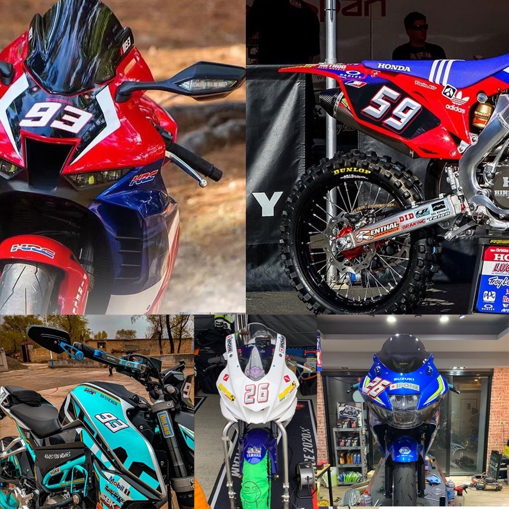 Laser Motorcycle Racing Number Stickers DIY Modified Reflective Cahaya ...