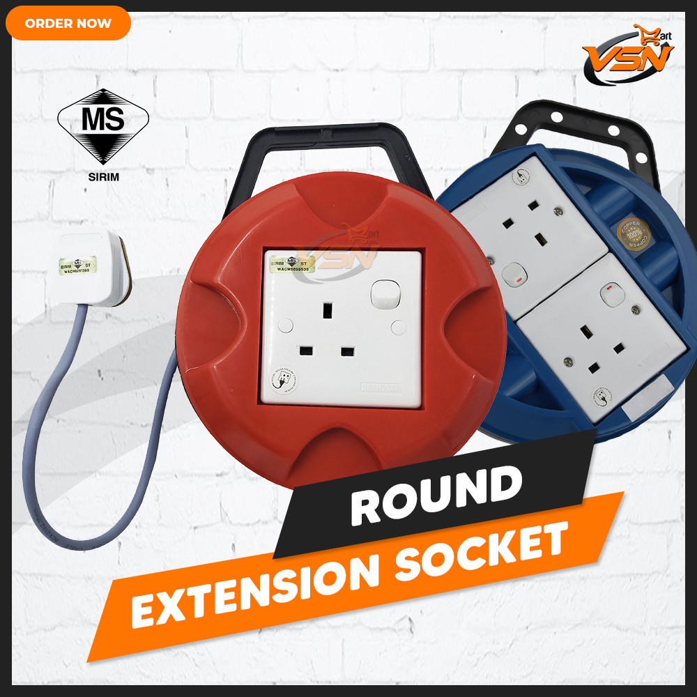 SIRIM 5M 7M 10M Copper Extension Box Cable Reel Portable Trailing ...