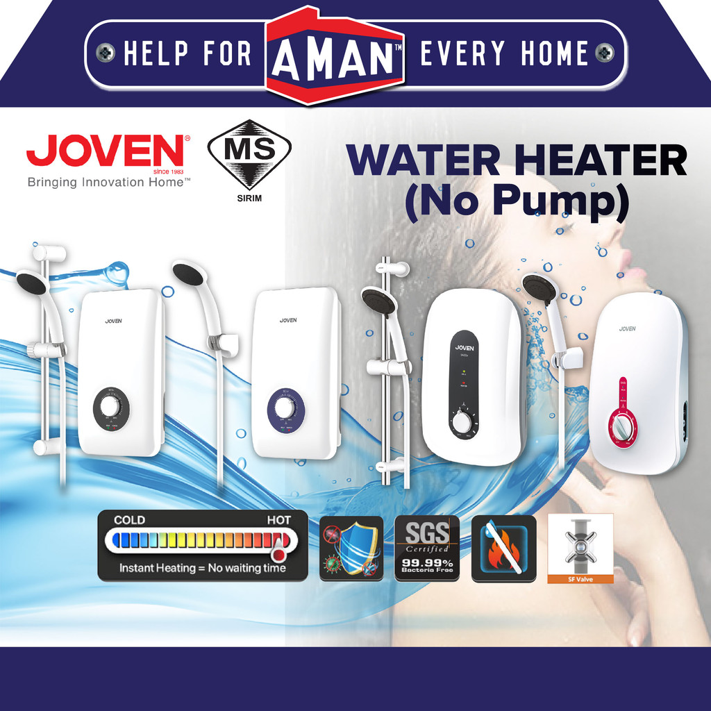 JOVEN Water Heater Without Pump Rain Shower Bathroom Instant Hot Water ...