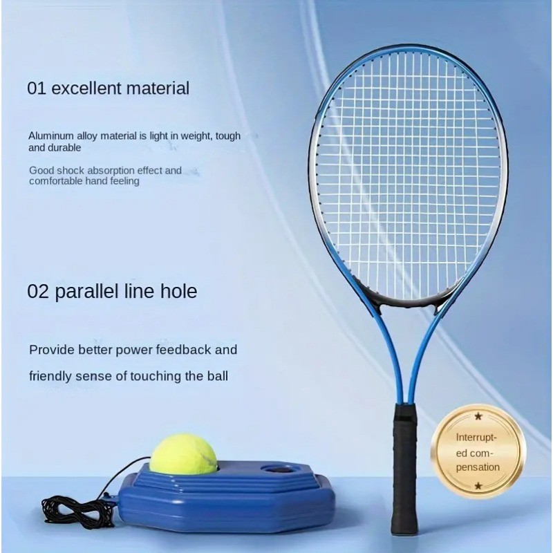 Tennis Racket Set Kids Adult Single Tennis Trainer Playing Elastic Rope ...