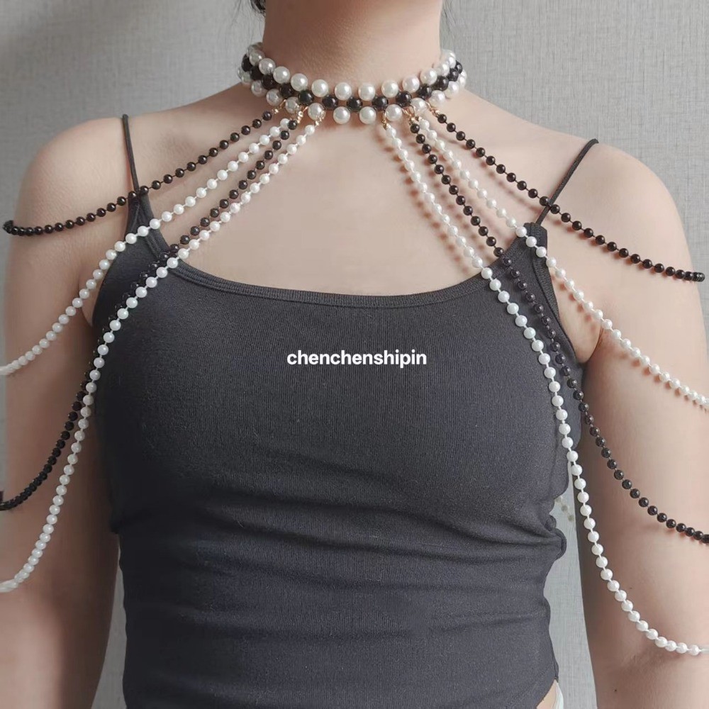 New Bride’s Faux Pearl Tassel Shawl - European Sexy Chest Chain, Qipao ...