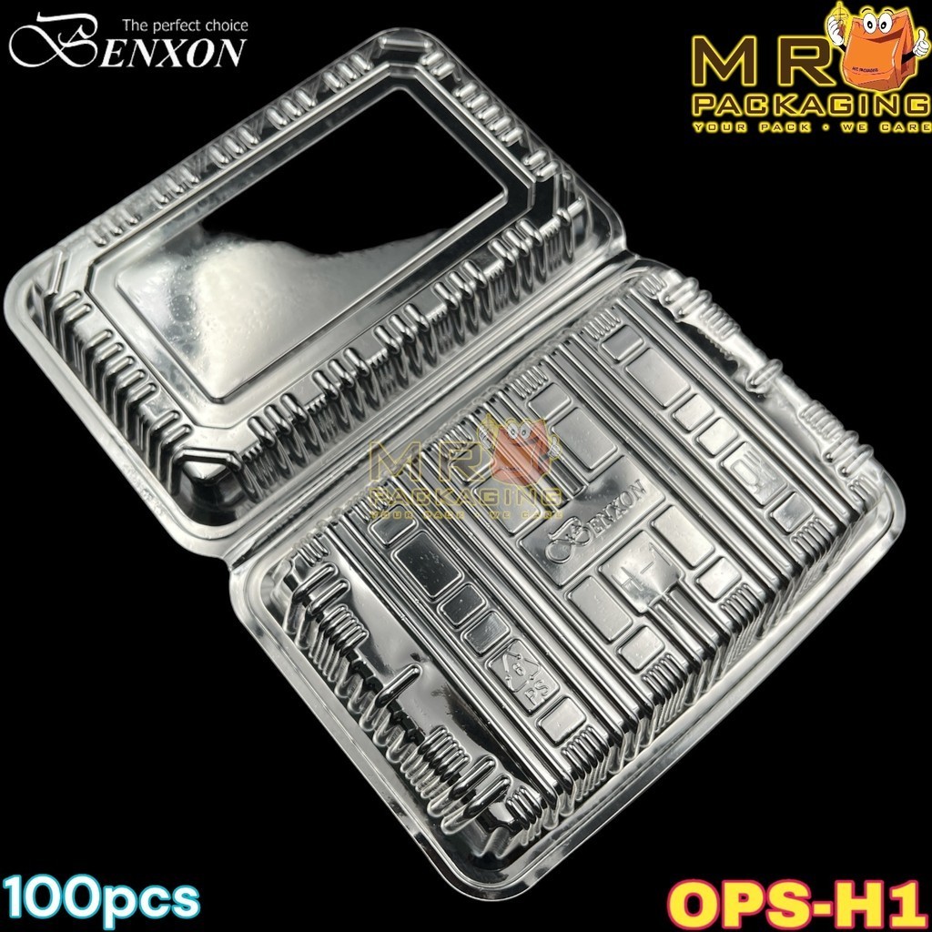 OPS-H1 BENXON Plastic Tray [ 100pcs± ] Bakery Disposable Clear Food OPS ...