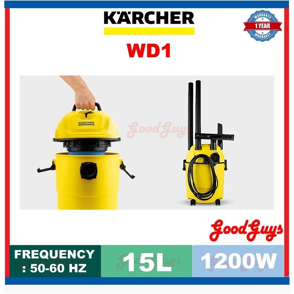 KARCHER WD1 Classic Wet & Dry Vacuum Cleaner 15L I Plastic Body ...