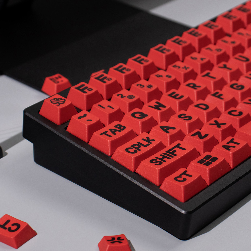 Animal Party Red Keycaps Big Font thickness 1.7mm PBT Cherry profile ...