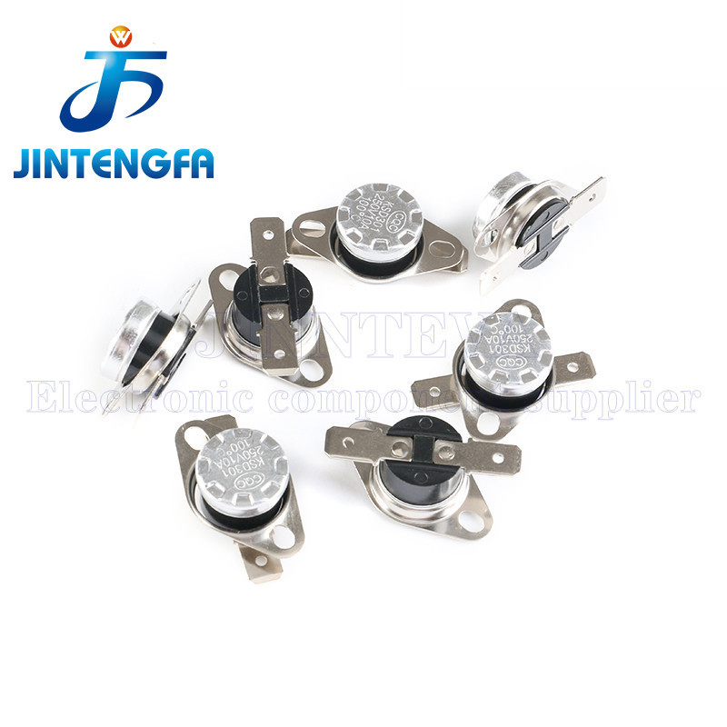 5PCS KSD301 250V 10A Bimetal thermostat Normally Closed Temperature Switch Thermostat 40-190 ...