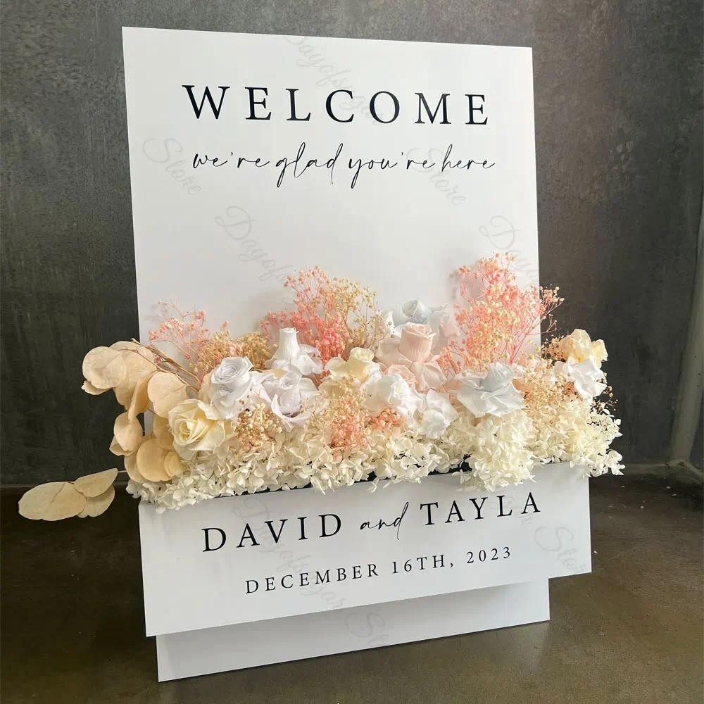 Flower Box Welcome Sign Mosaic Flower Frame Custom Welcome Sign Flower ...