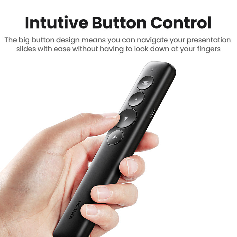 UGREEN Wireless Presenter Presentation Remote Clicker Laser Pointer 2.4GHz USB Powerpoint PPT ...