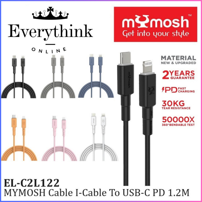 MYMOSH EL-C2L122 CABLE I-CABLE TO USB-C PD 1.2M/FAST CHARGING/30KG TEAR ...