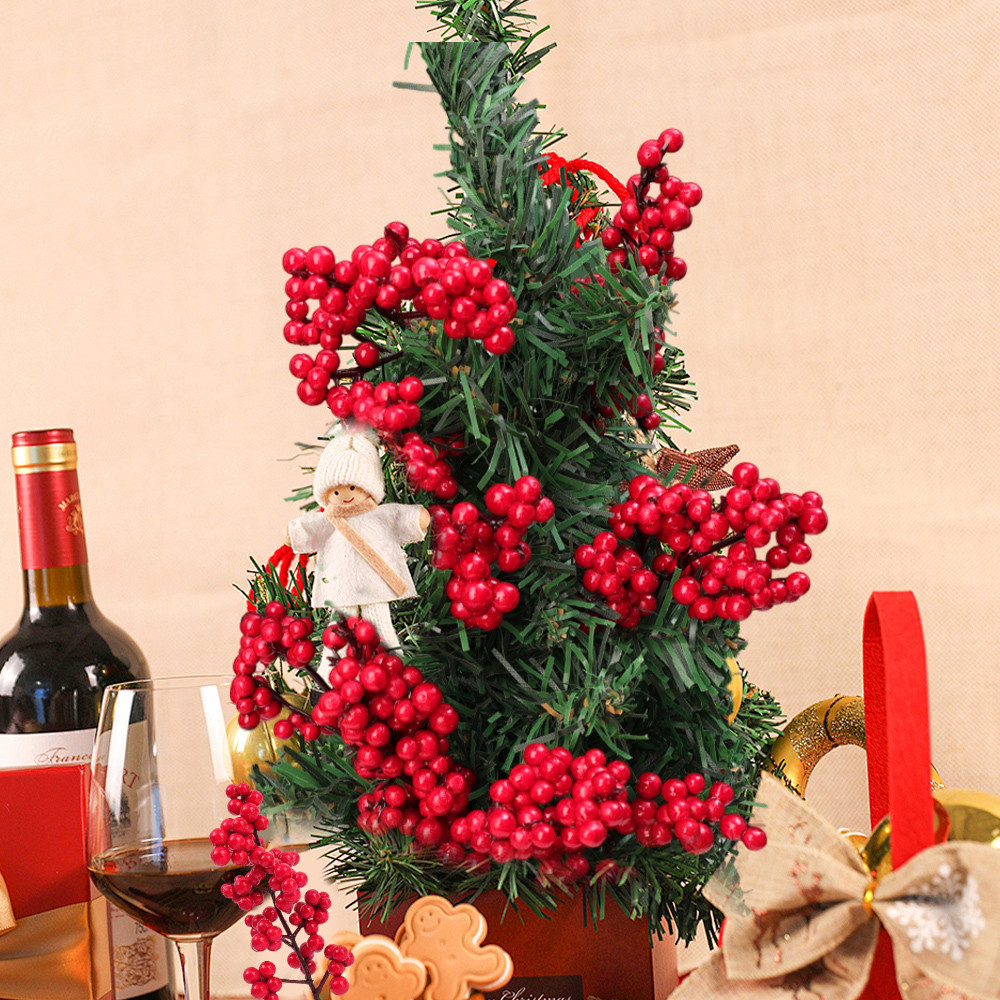 5Pcs Artificial Red Berries Branches - Christmas Simulation Plants Fake ...