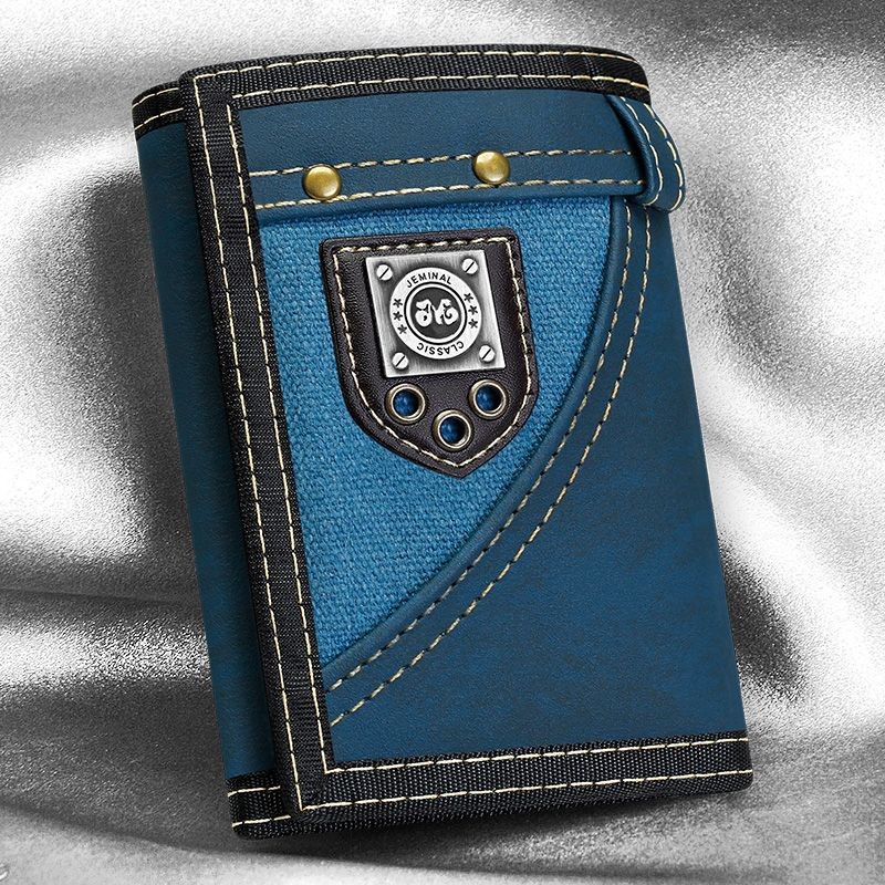 Men Canvas Short Folding Small Wallet Student Multifunctional Coin ...