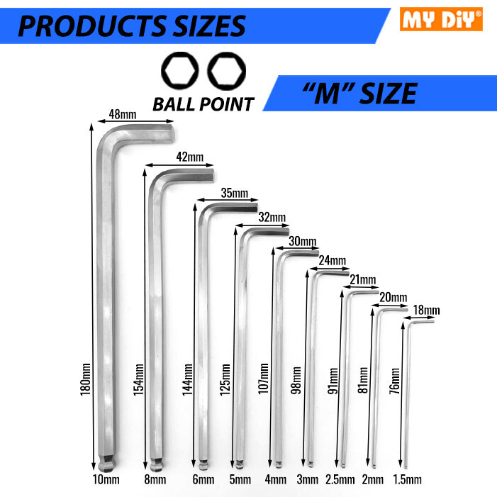 DIY Online4u - 9PCS ALLEN KEY SET BALL POINT ALLEN KEY TORX STAR ALLEN ...