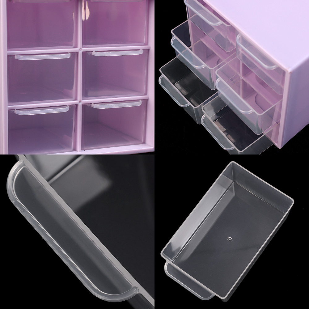 Mini Transparent Storage Box - Desktop 6 Grids Sundries Stationery ...