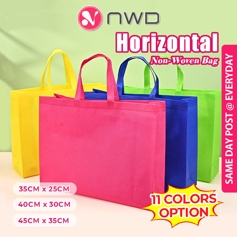 𝗔𝟯 𝗦𝗜𝗭𝗘 》 Non-Woven Horizontal Plain Tote Bag Eco-Friendly Reusable ...