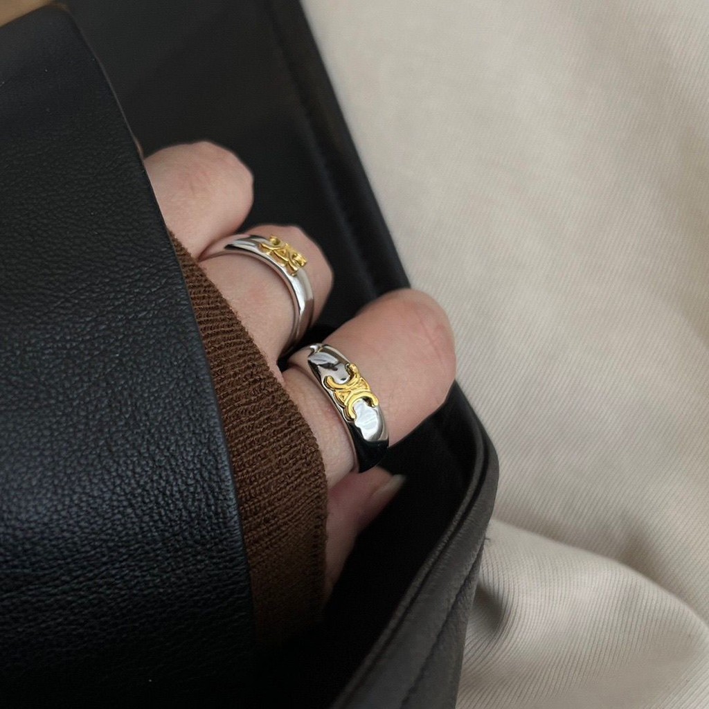 CELINE Silver Arc De Triomphe Ring Two-color Niche Design Retro French Open Ring 2024 Trendy ...