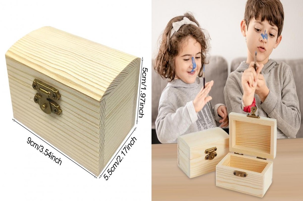 HOT Hand-painted Wooden Box Wooden Storage Box Handmade Wooden Treasure ...