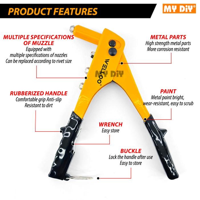 MYDIYSDNBHD - WELLOO Hand Riveter Gun Tool 10” 250mm | Shopee Malaysia