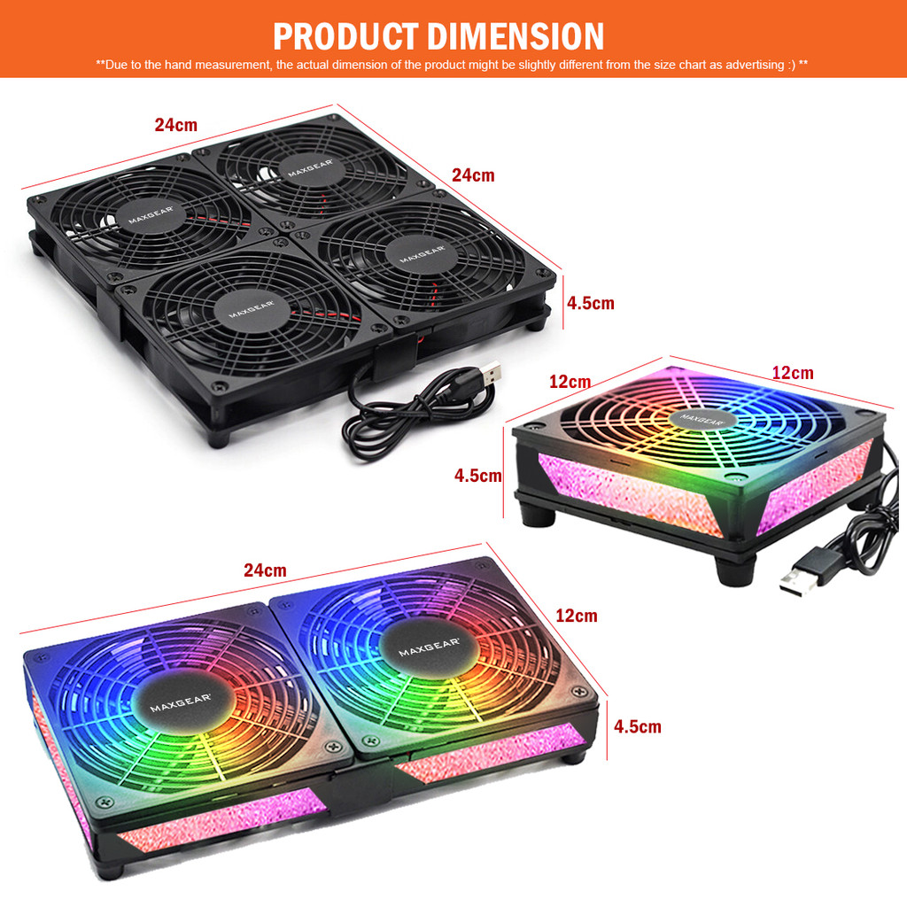 MAXGEAR Ultra Fast Cooling Fan Powerful Router Modem RGB LED Cooler Fan ...