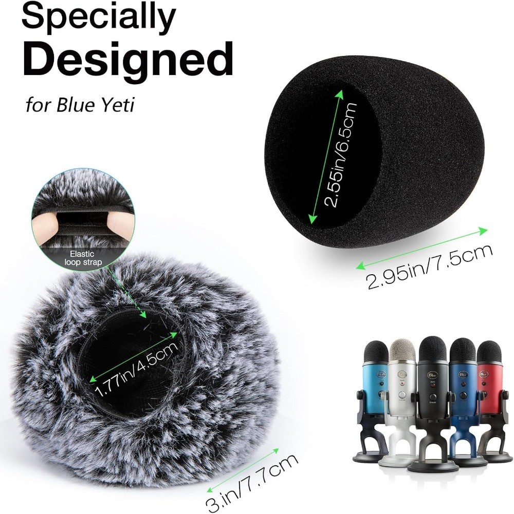 Pop Filter for Blue Yeti Microphone, Yeti Foam Windscreen with Dead Cat ...