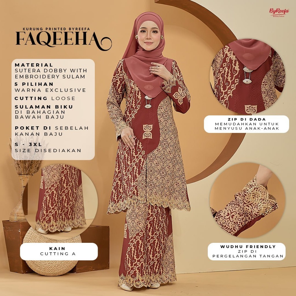 ByReefa | Kurung Printed FAQEEHA | Material Sutera Dobby Sulam Biku ...