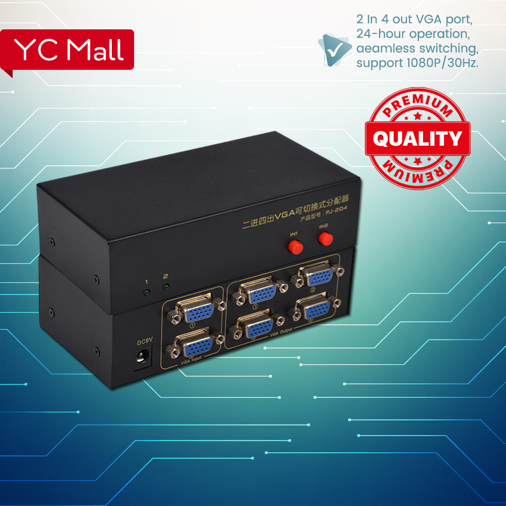 VGA Splitter 2 In 4 Out Switch Matrix Splitter Video Sharer | Shopee ...