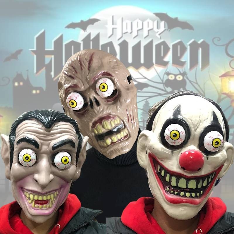 Face Disturbing Full Clown Mask Made Of Plastic With Spring Eyes For ...