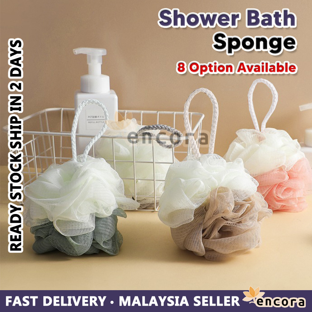 [1PC] Encora Shower Bath Sponge Span Mandi Scrub Brush Body Soft Mesh ...