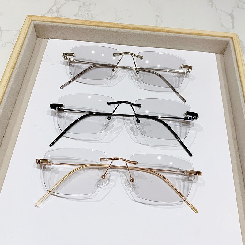 Photochromic Anti Radiation Frameless Glasses for Women Men Rimless ...