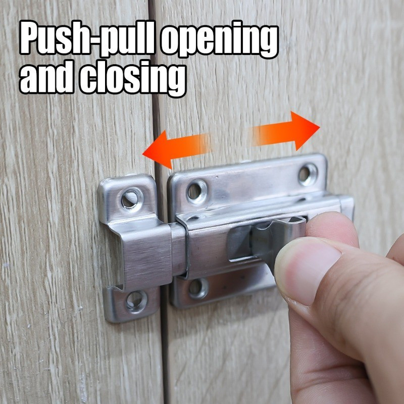 [ Featured ] Stainless Steel Push-pull Door Latch - Safety Anti-theft ...