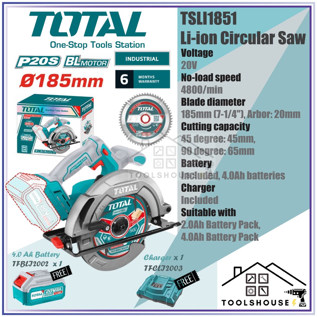 Total TSLI1851 Li-ion Circular Saw 185mm 锂离子圆锯机 | Shopee Malaysia