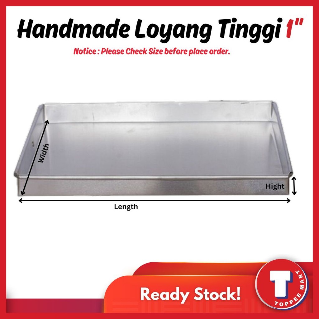 1" LOYANG SWISS ROLL LOYANG BISKUT Rectangular Handmade baking pan Tray ...