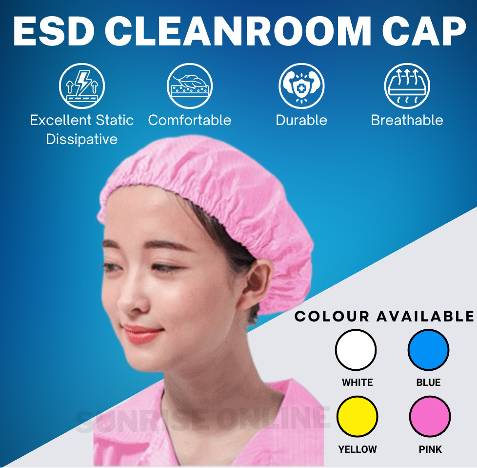 [ORIGINAL] ESD Cap Cleanroom Cap X 2Pcs - White, Blue 防静电帽 Antistatic ...